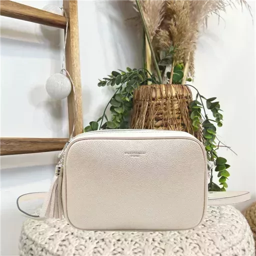 P428- Sac Flora & Co 2 Zips (ecru) - Bleu Clair